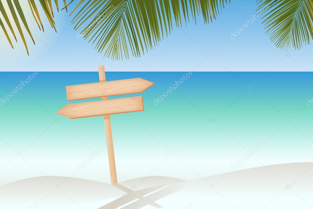 Wooden signboard on a pole at the paradise beach Stock Vector Image by ...