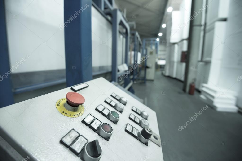 Control panel with big red button Stock Photo by ©DuxX73 125338218