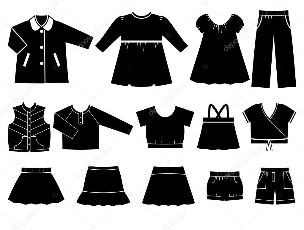 Vector icons of baby clothes for girls. — Stock Vector © maradaisy ...