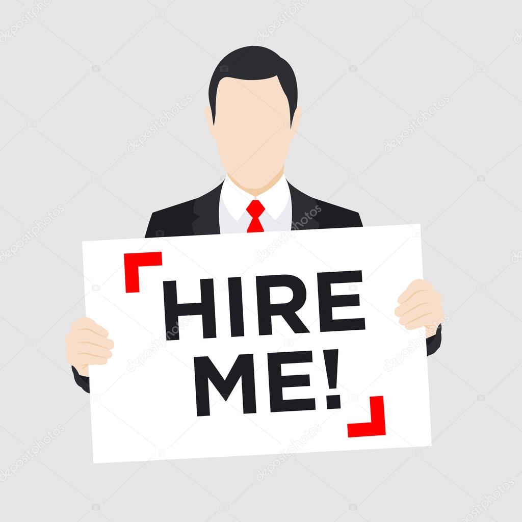 Man with Hire Me Sign Stock Vector Image by ©bearsky23@yahoo.com #122916302