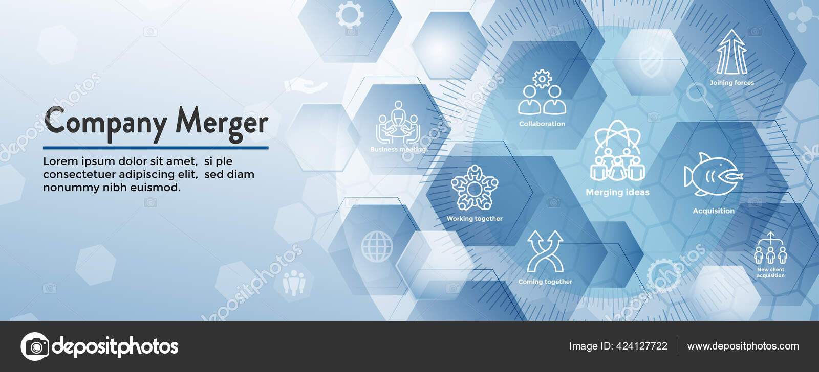 Companies Merging Together One Buying Out Other Icon Set Header Stock ...