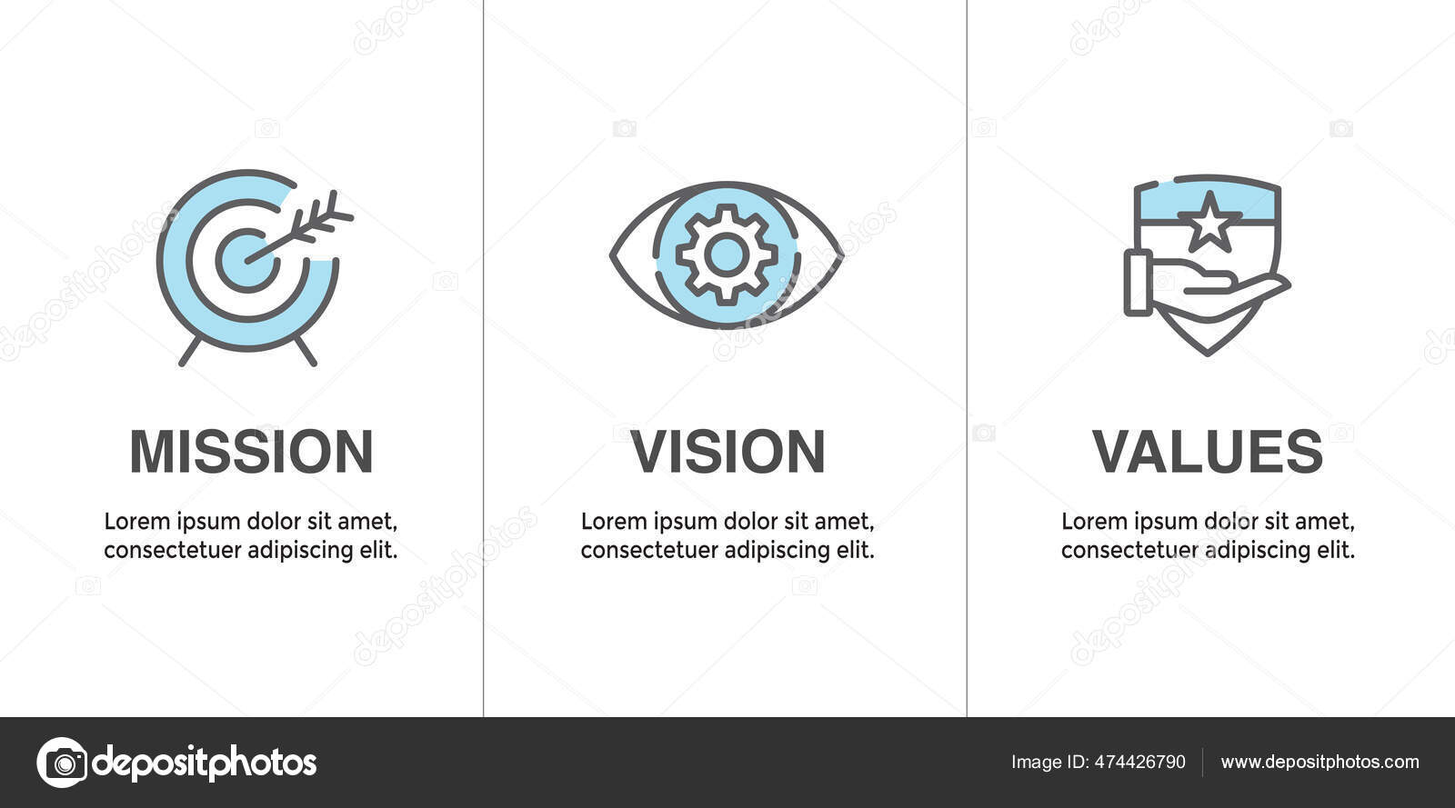 Mission Vision Values Icon Set Mission Statement Vision Icon Etc Stock ...