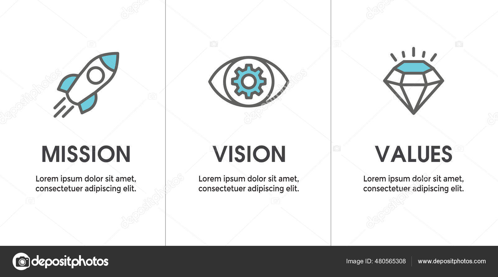 Mission Vision Values Icon Set Mission Statement Vision Icon Etc Stock ...