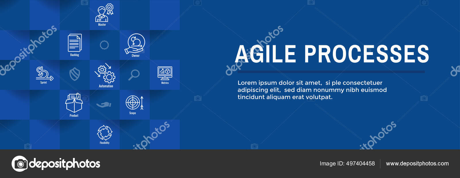 Agile Scrum Process Development Icon Set Web Header Banner Stock Vector ...