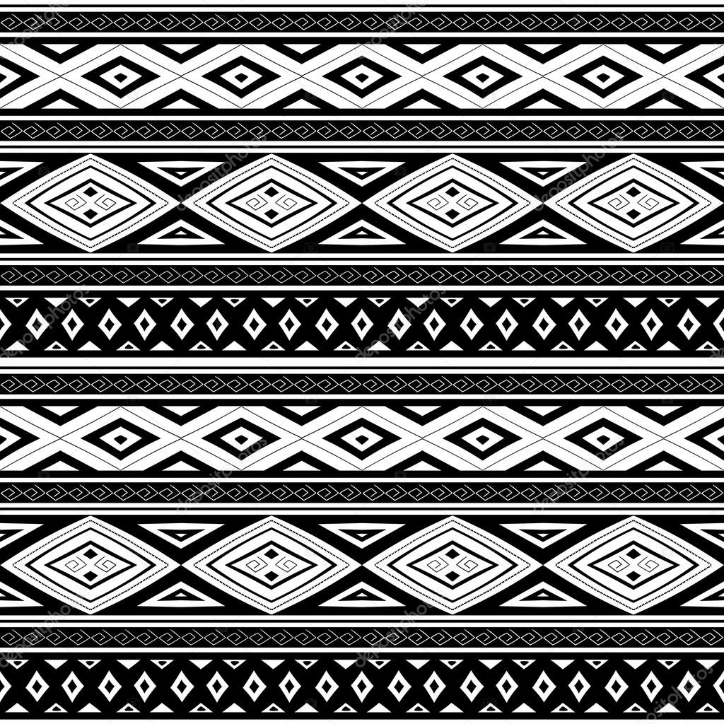 Tribal Pattern Seamless Vector Ethnic Peruvian Monochrome Print Design