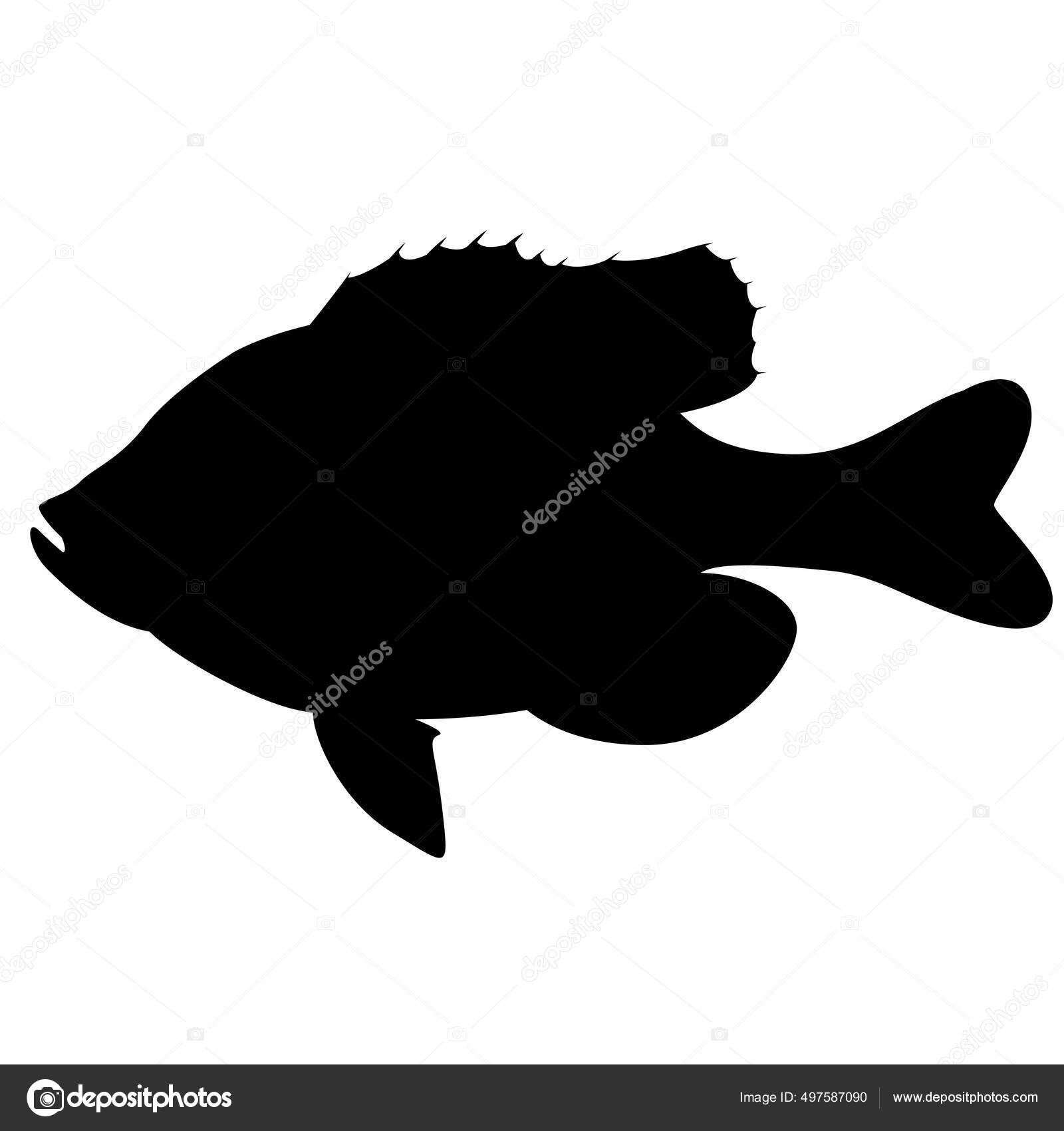 Bluegill Fish Vector Illustration Black Silhouette Side View Stock ...