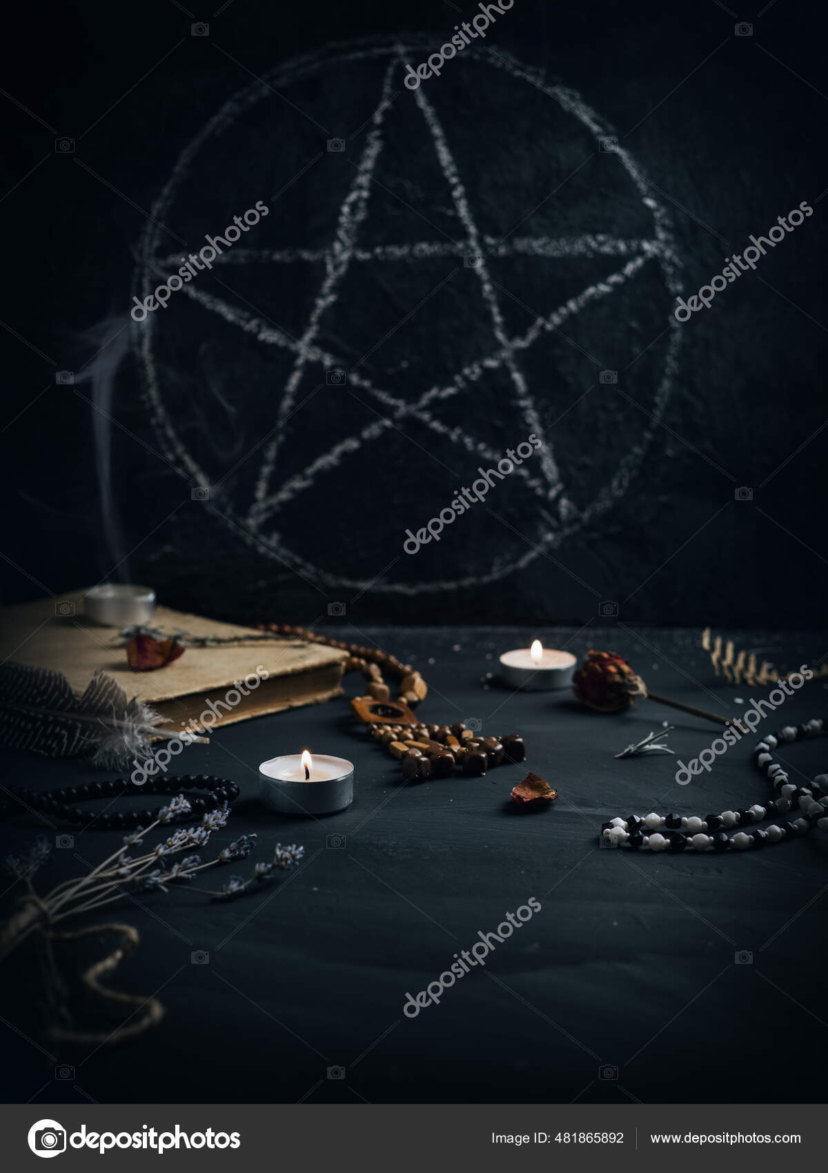 Black Magic Altar Sign Pentagram Ritual Summon Devil Evil Spirit ...