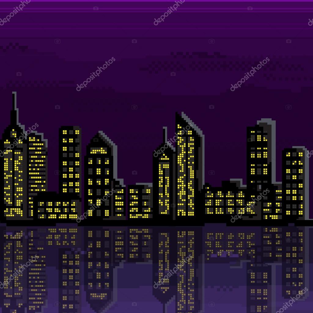 Illustration of pixel city. Vector of pixel art city . Stock ... Illustration of pixel city. Vector of pixel art city . Stock ...