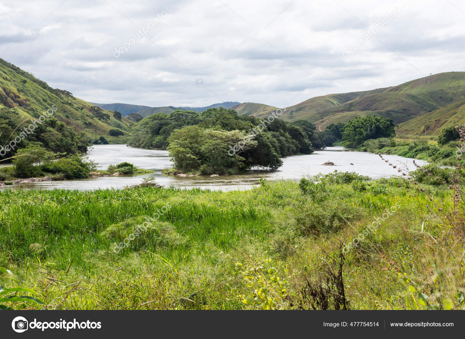 Green Pasture Fields Paraiba River Countryside Rio Janeiro Brazil ...
