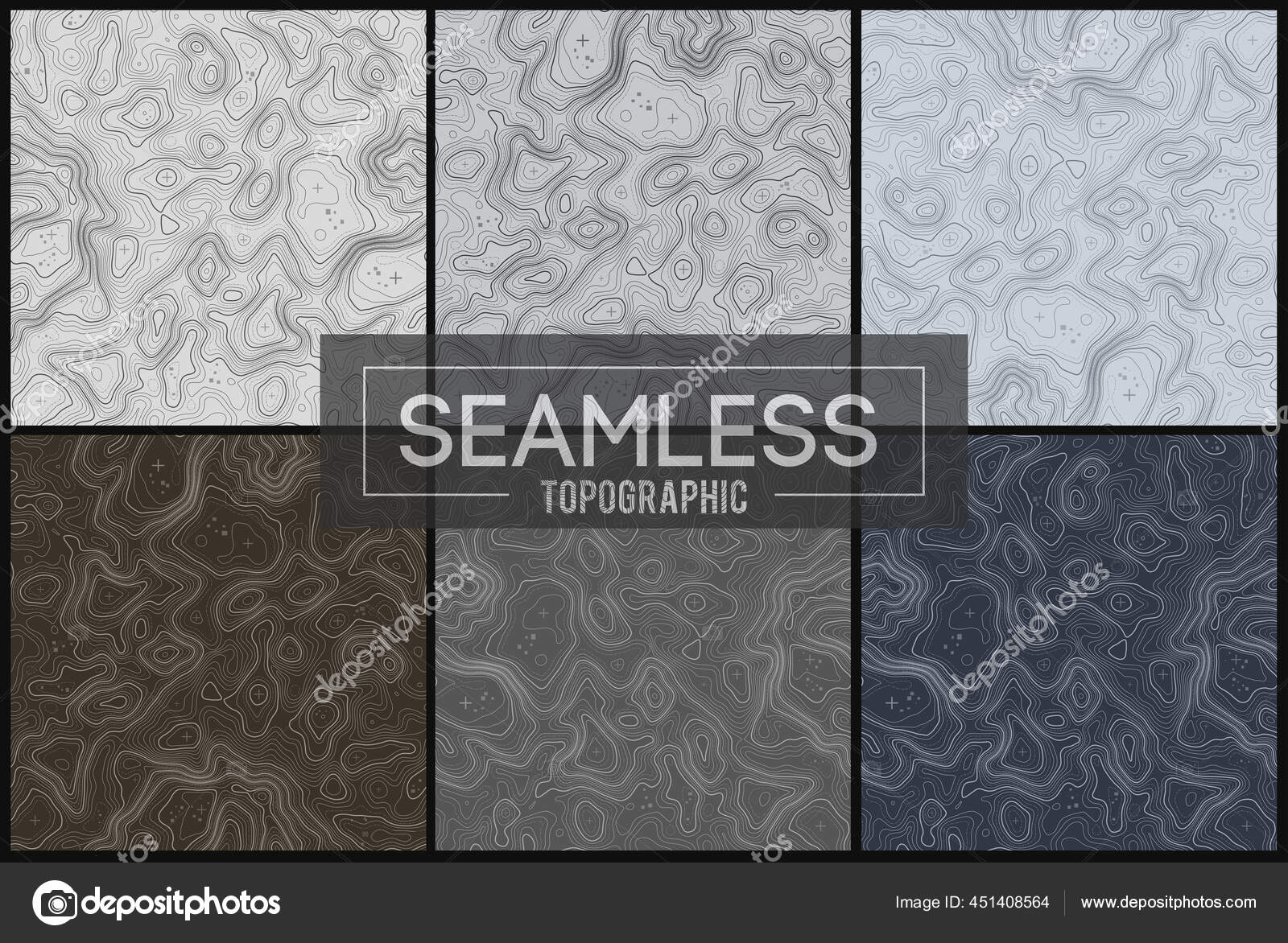 Seamless topographic maps set.Topo map with elevation. Contour map ...