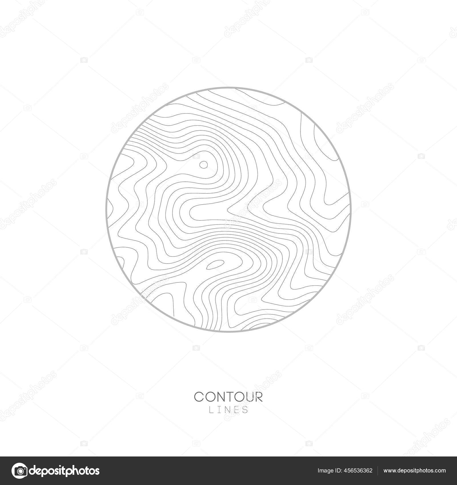 White Topographic map circle logo concept.Topo map elevation lines ...