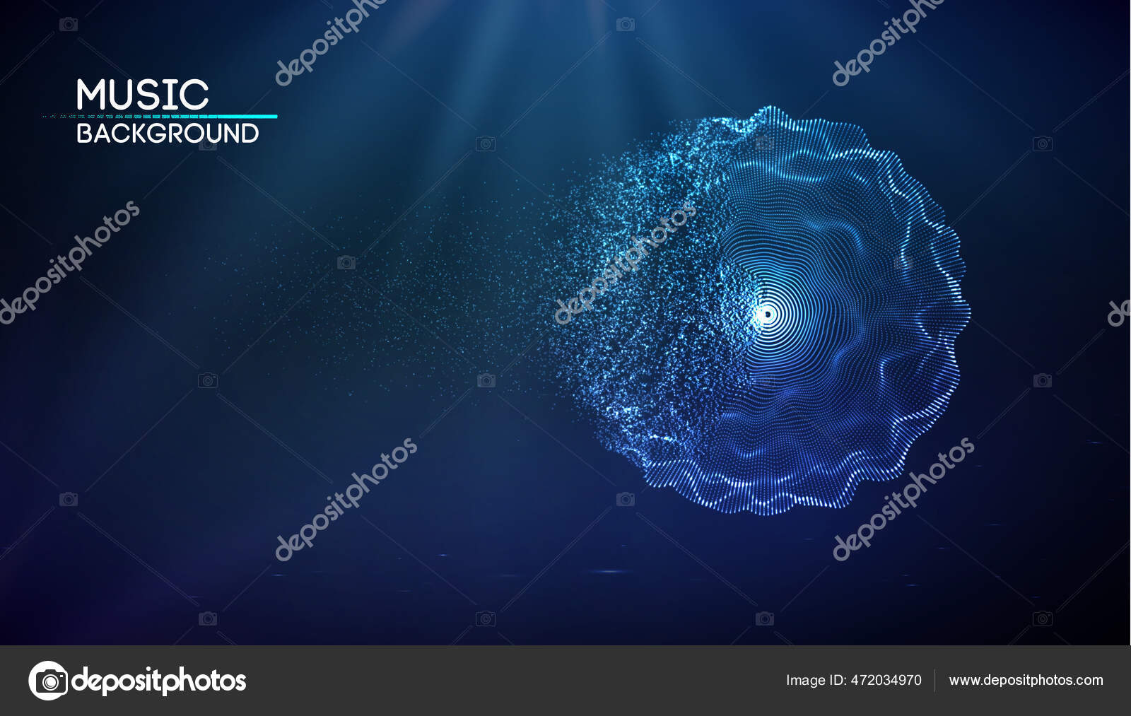 Music background line flow. Vector particle big data visualisation of ...