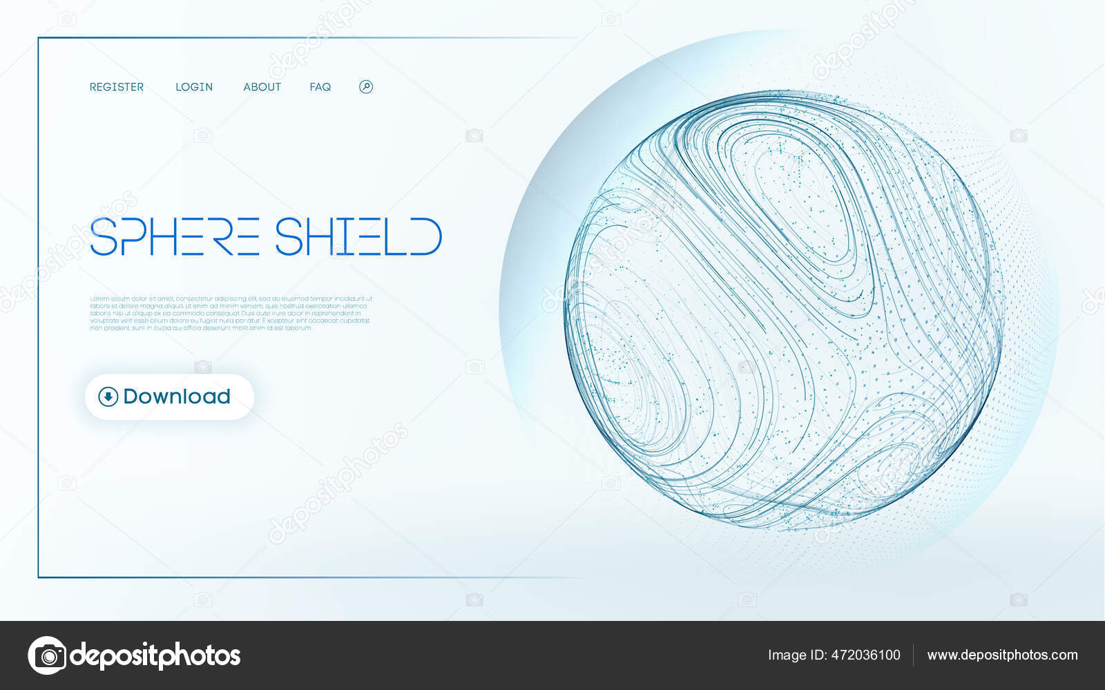 Sphere shield protect in abstract style. Virus protection bubble. Blue ...