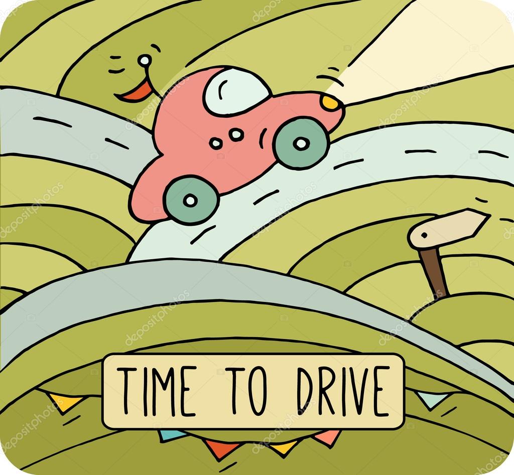 Cartoon car driving on the road Stock Vector Image by ©Sapunkele #124149990