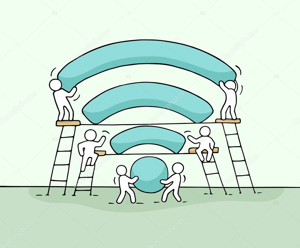 Little people with network signal. Stock Vector by ©Sapunkele 124160800