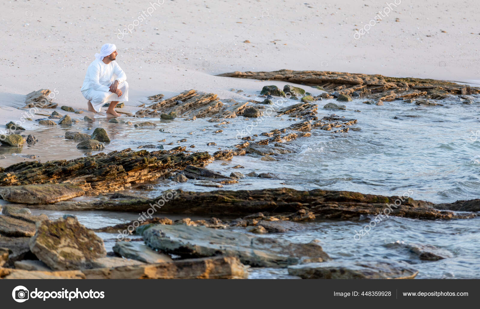 Handsome Young Arab Man Seashore Uae Stock Photo by ©katiekk 448359928