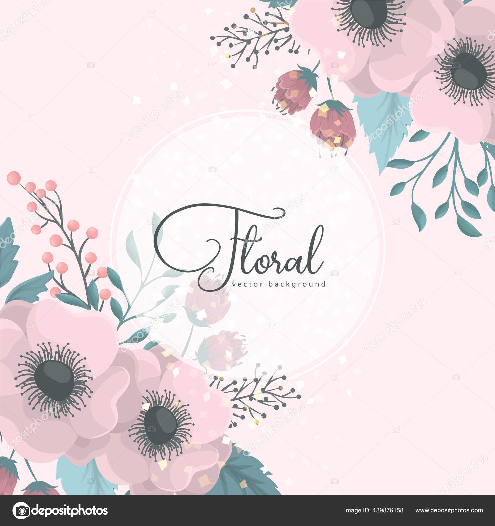 Floral Border Background Pink Flower Border Vector Illustration Stock ...