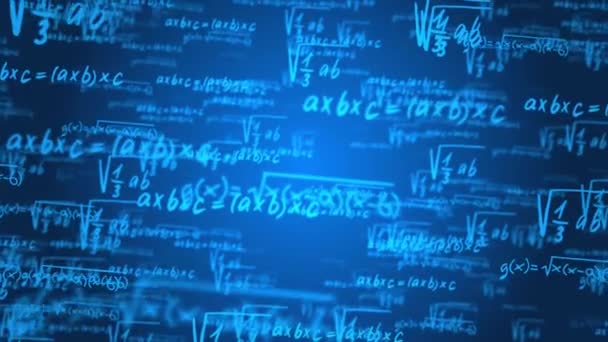 Scientific 3d background with physical and mathematical task solutions, formulas loop Animation ...