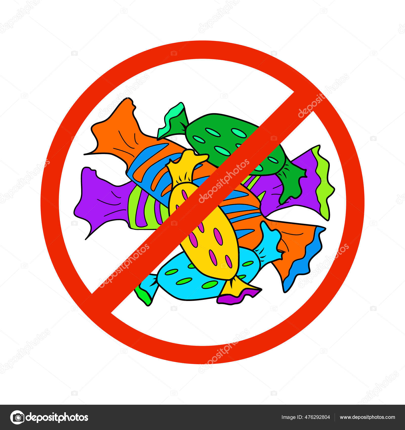 Sweets Candies Prohibition Sign Isolated White Background Unhealthy ...