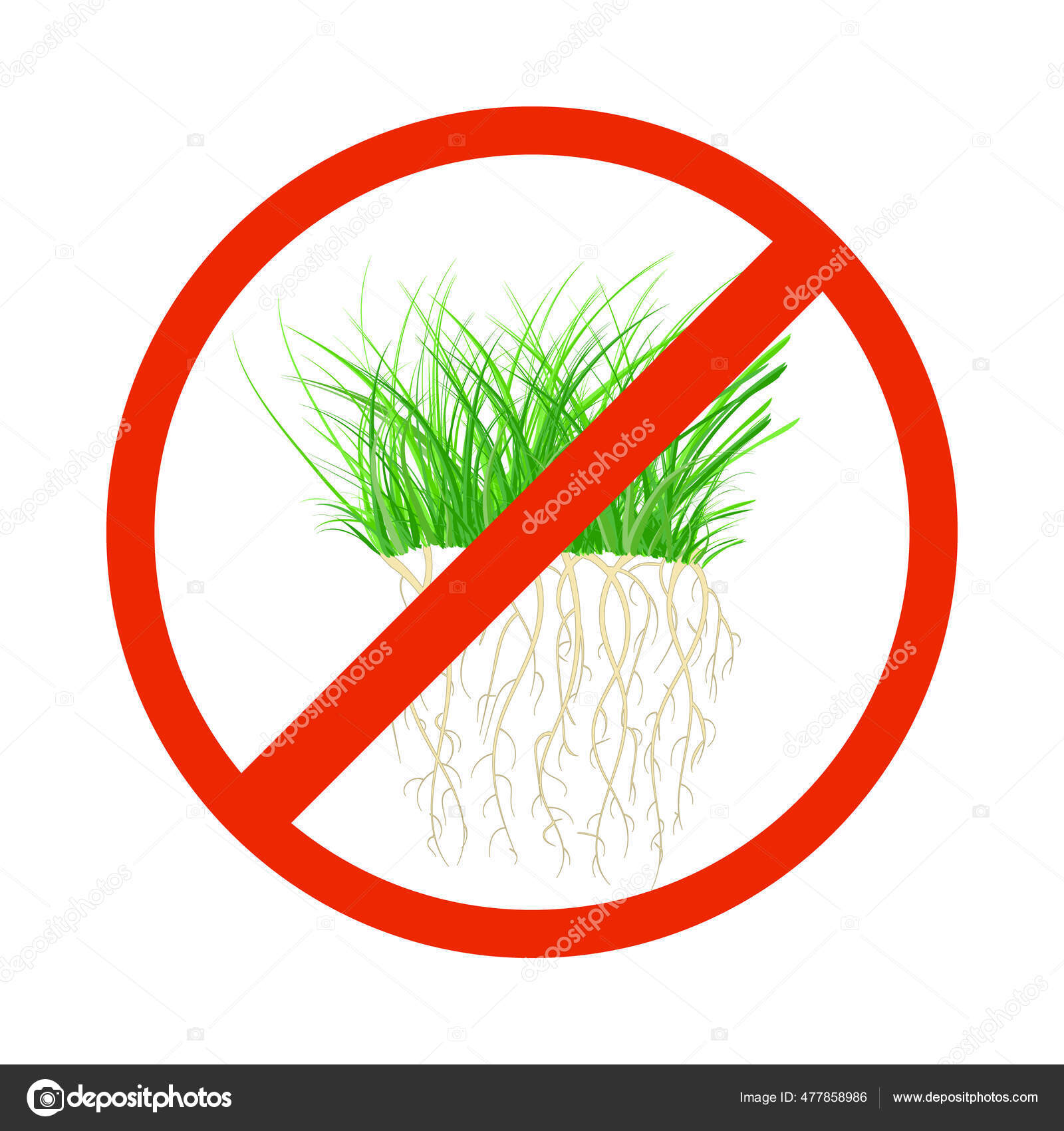 Weed Control Sign Isolated White Background Grass Ban Icon Garden Stock ...