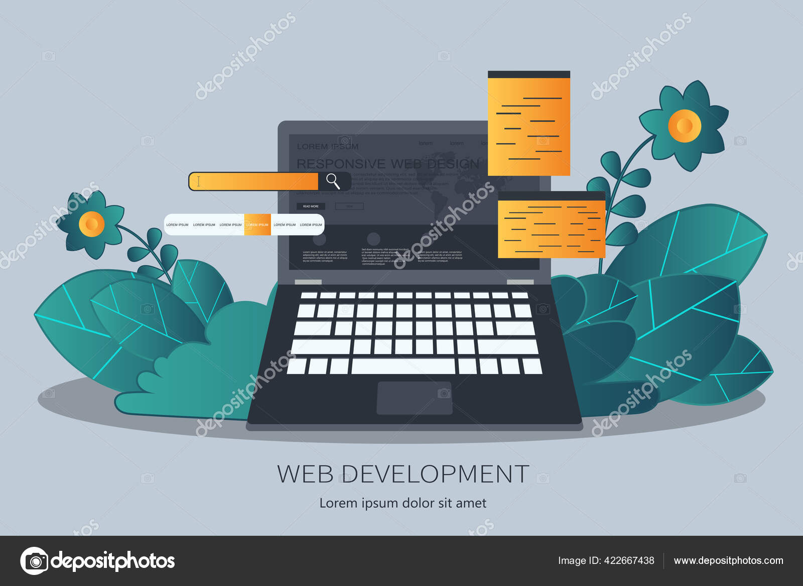 Desarrollo Web Concepto Ilustración Plana Ilustración Vectorial Plana ...