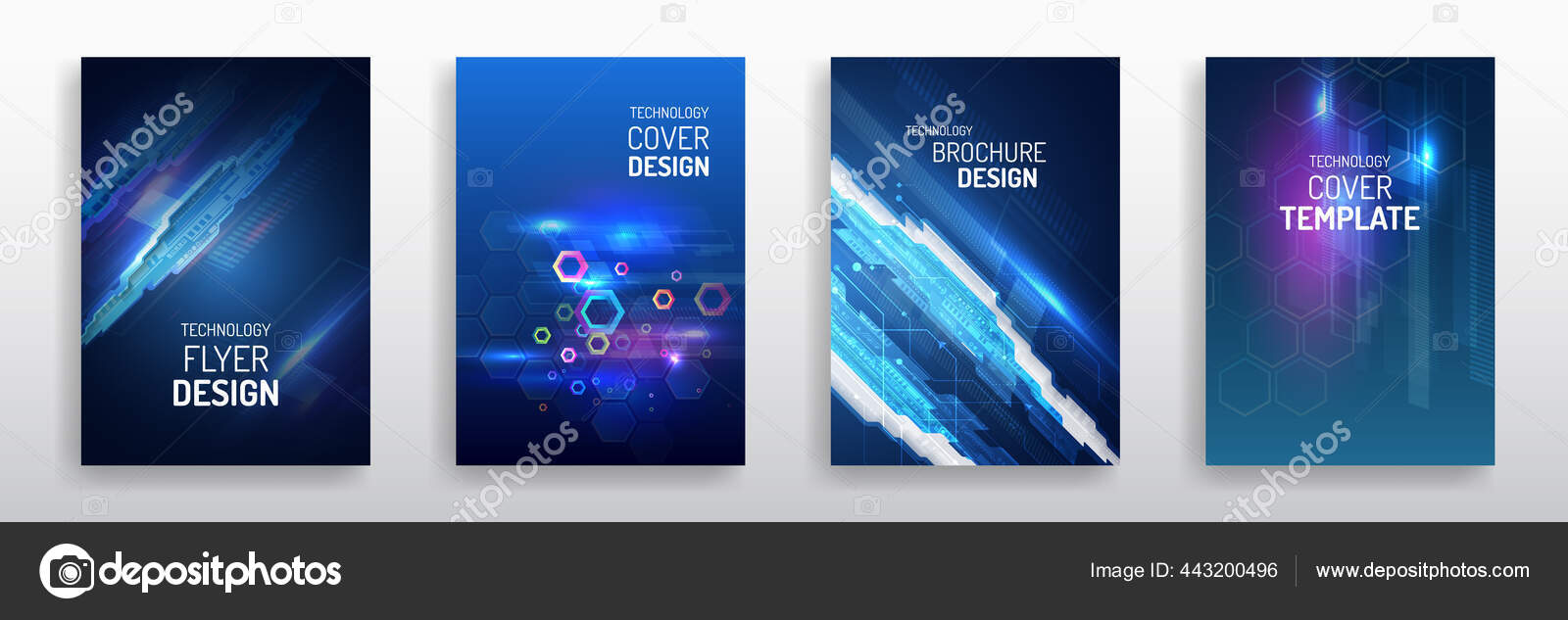 Blue Layout Futuristic Brochures Flyers Placards Contemporary Science ...