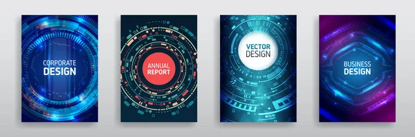Blue Layout Futuristic Brochures Flyers Placards Contemporary Science ...