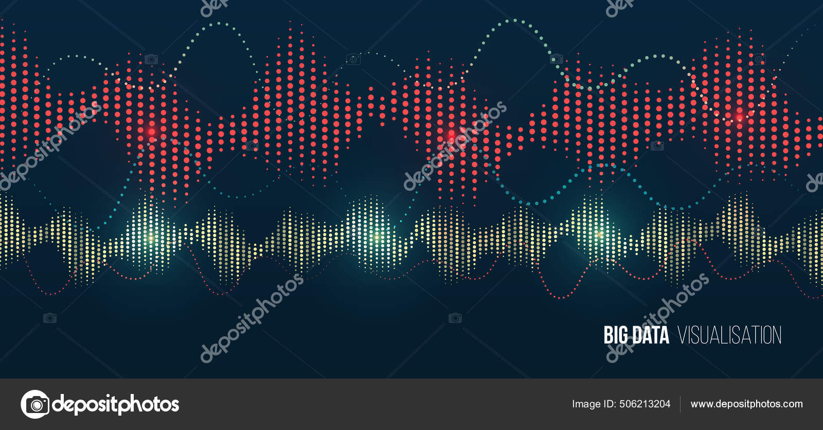 Big Data Visualization Information Analytics Concept Abstract Stream Information Waves Stock ...