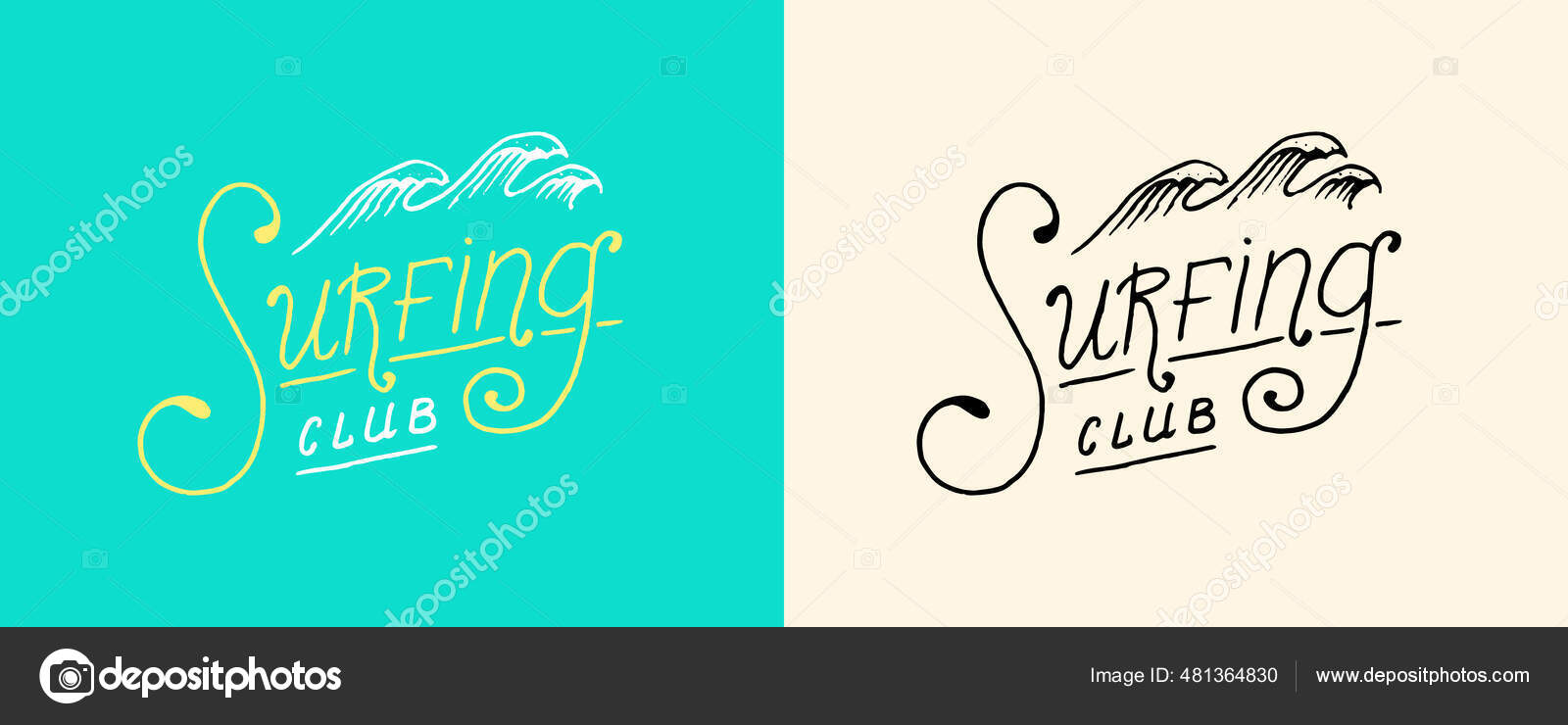 Surfing lettering sign. Summer Surf. Surface water sport. California ...