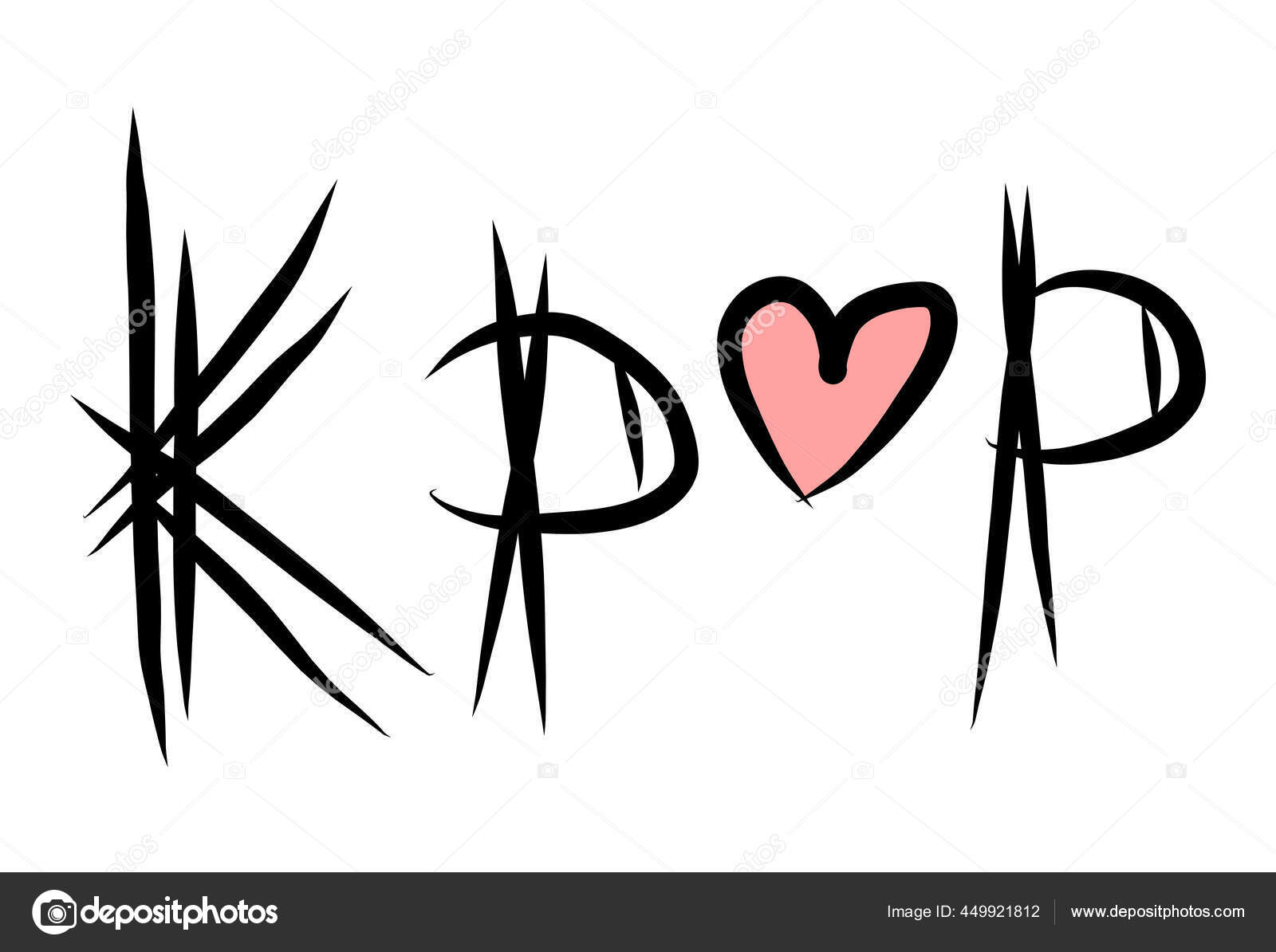 Kpop Korean Pop Music Concept Black Calligraphy Lettering Isolated ...