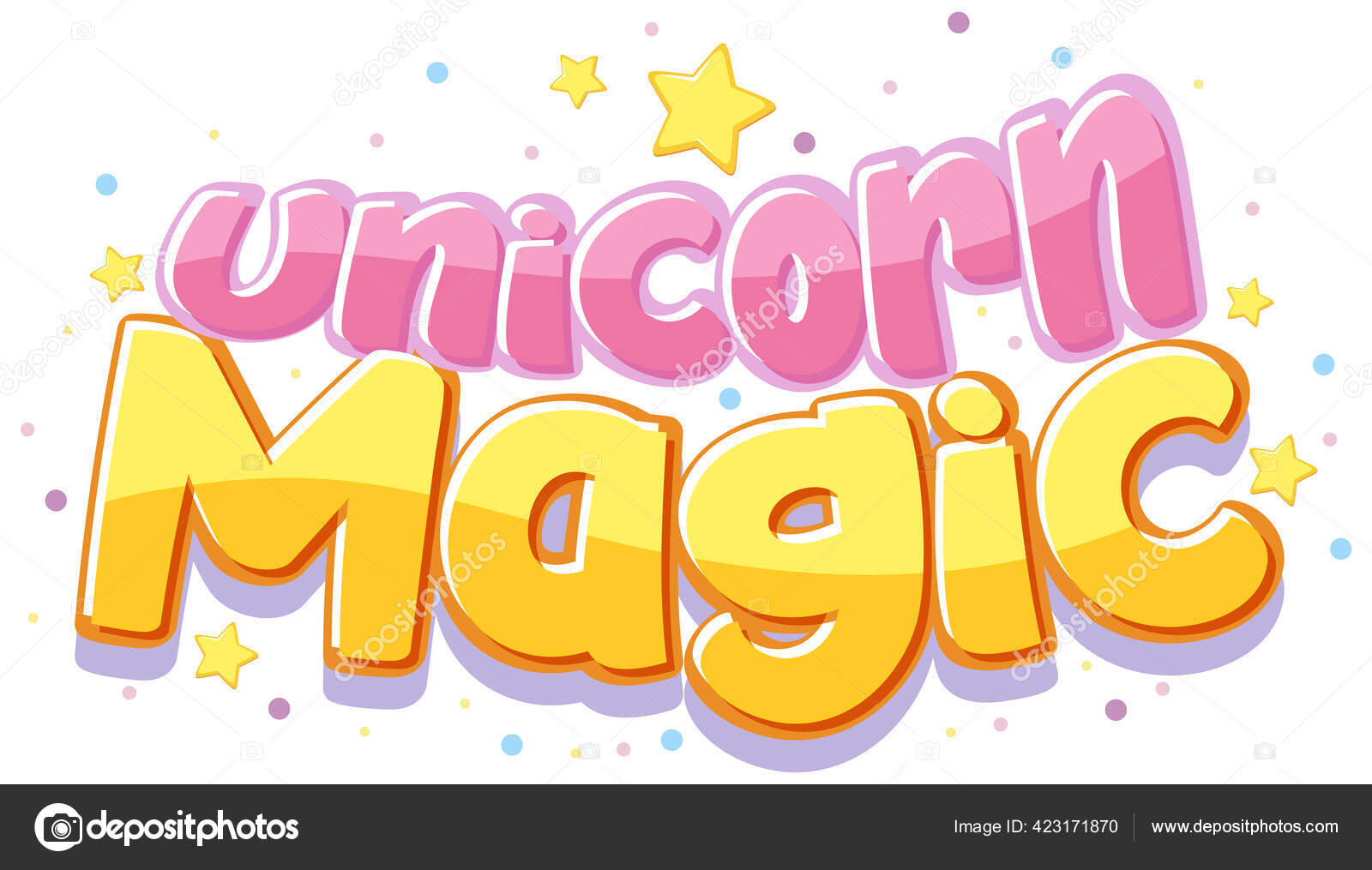 Unicorn Magic Logo Pastel Color Star Confetti Illustration Stock ...