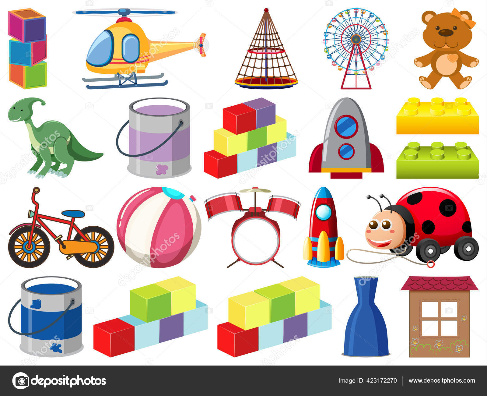Set Various Objects Cartoon Illustration Stock Vector by ©brgfx 423172270