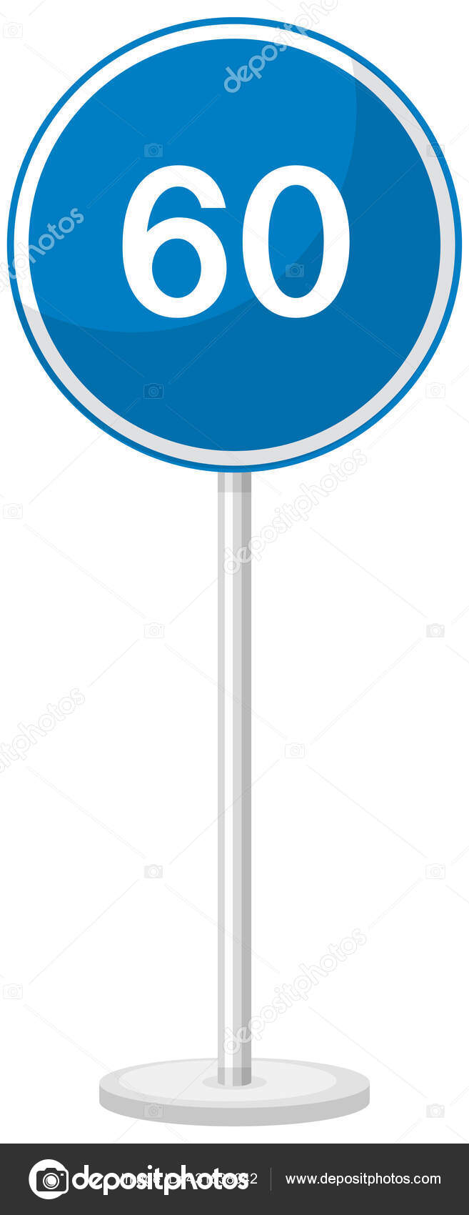 Blue Minimum Speed Limit Road Sign Stand Isolated White Background ...
