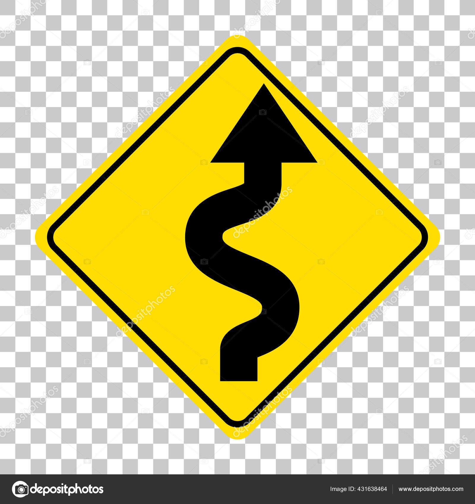 Yellow Traffic Warning Sign Transparent Background Illustration Stock ...
