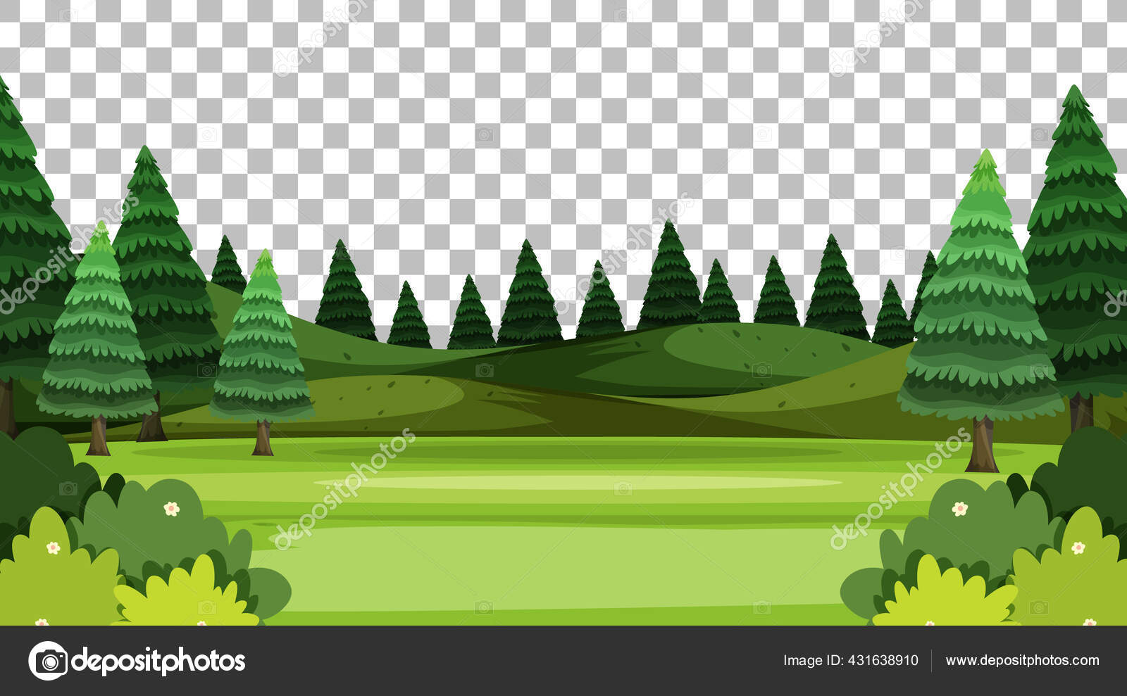 Paisaje Escena Del Parque Natural Blanco Sobre Fondo Transparente ...