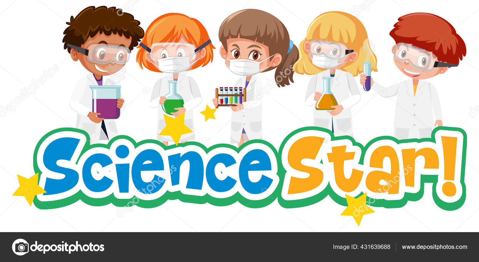 Science Star Kid Holding Experimental Science Object Isolated White ...