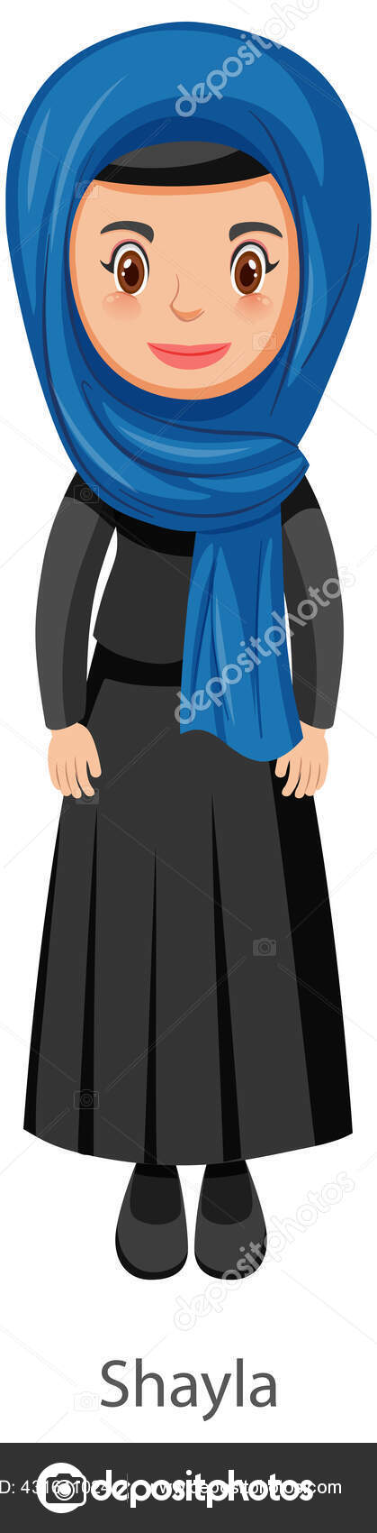 Žena Sobě Shayla Islamic Tradiční Závoj Kreslený Charakter Ilustrace ...