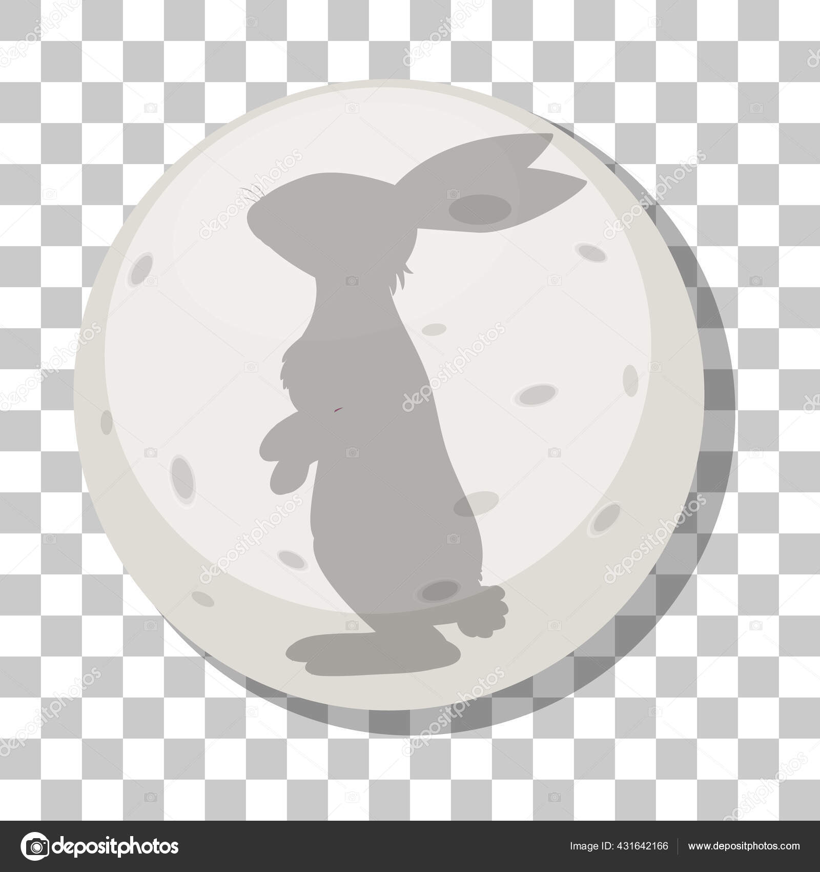 Rabbit Silhouette Moon Isolated Transparent Background Illustration ...