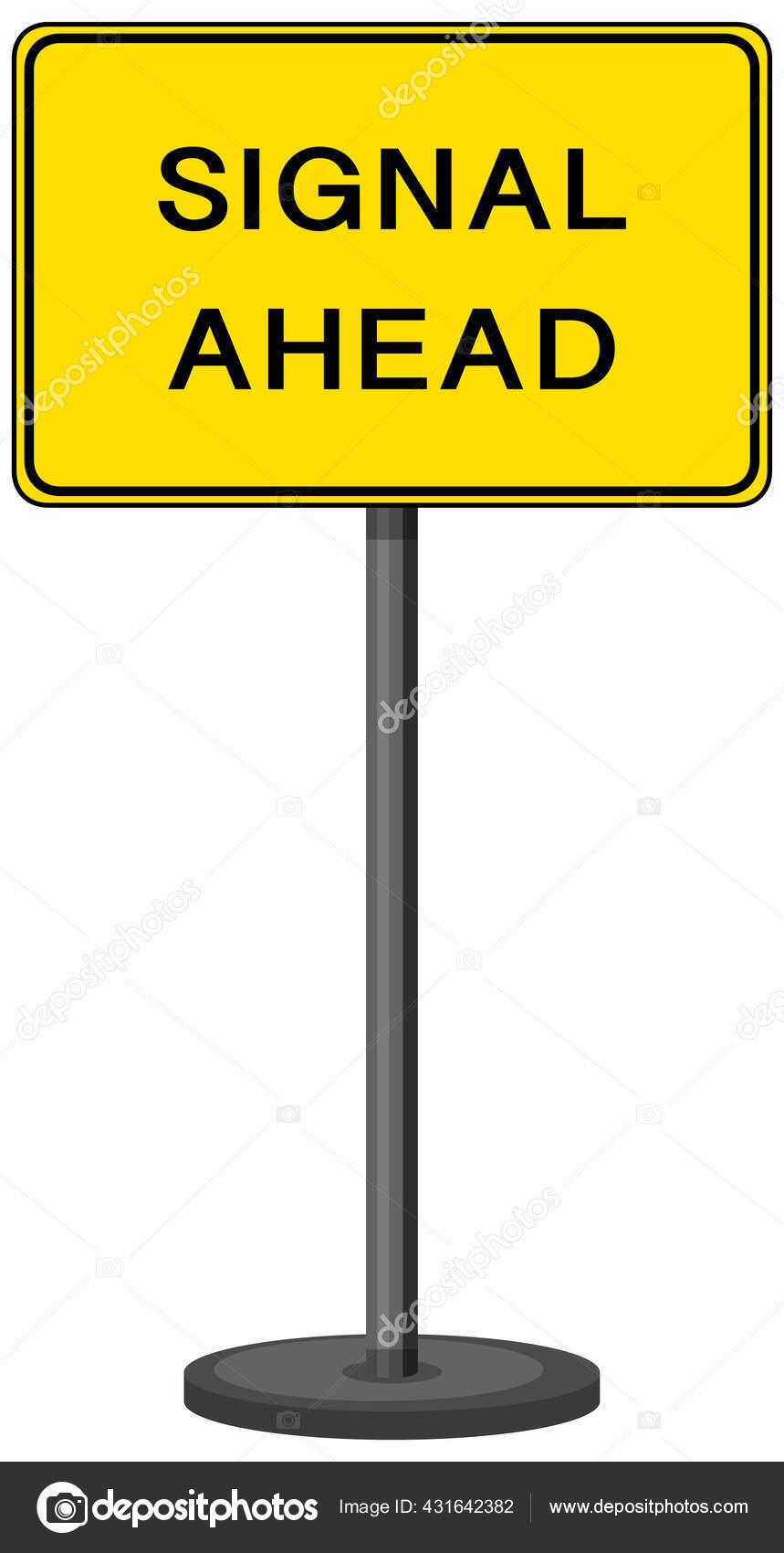 Signal Ahead Sign Isolated White Background Illustration Stock Vector ...