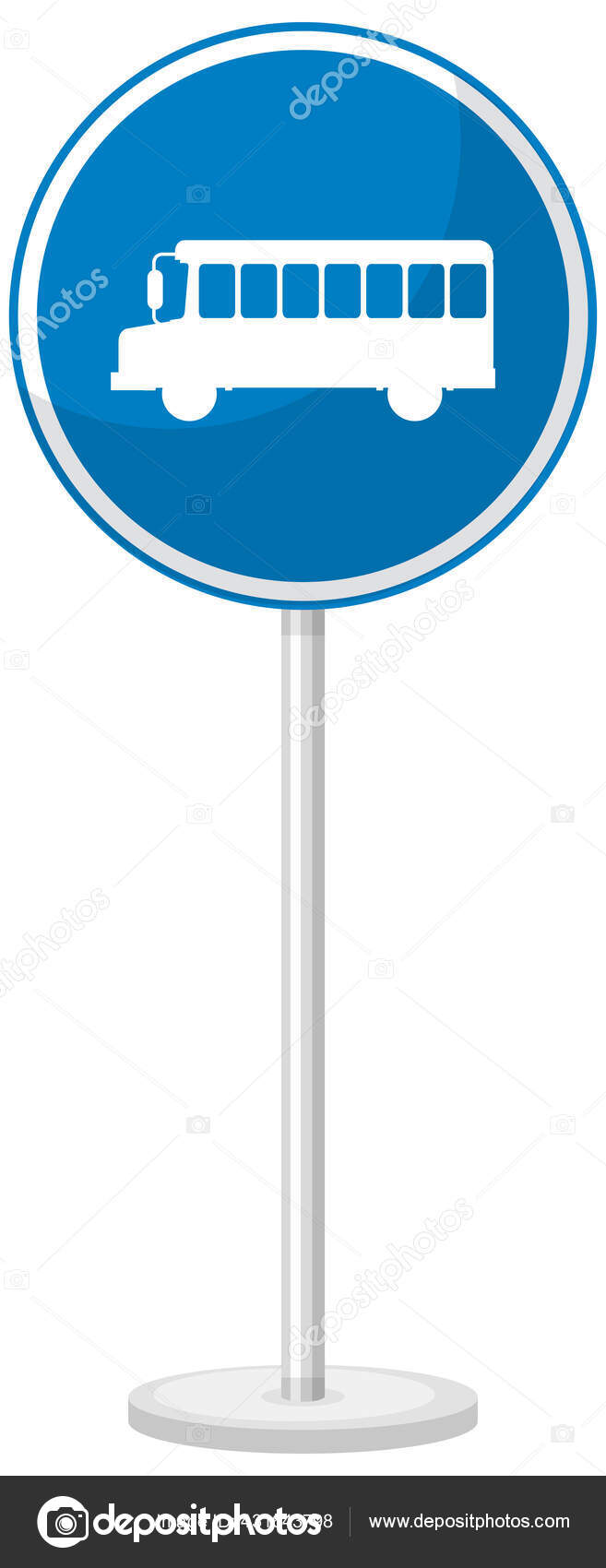 Blue Bus Stop Sign Stand Isolated White Background Illustration Stock ...