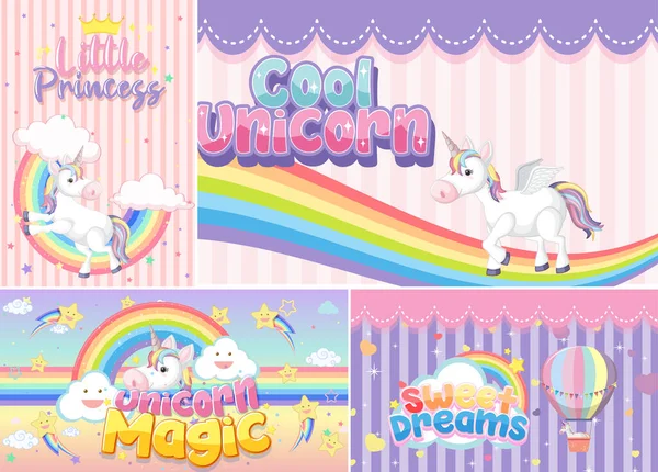 Cute Unicorn Banner Pastel Background Color Illustration Stock Vector ...