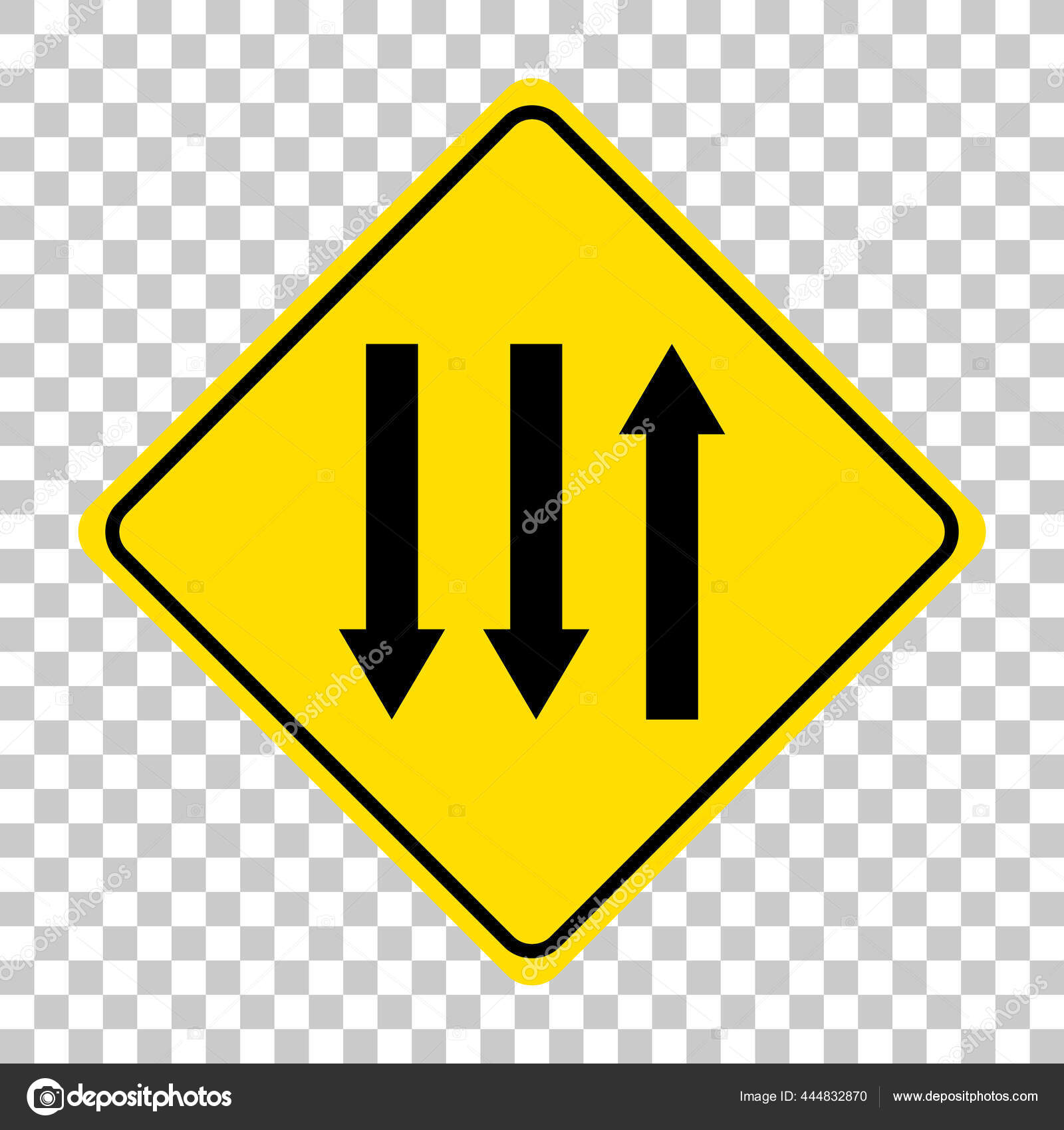 Yellow Traffic Warning Sign Transparent Background Illustration Stock ...