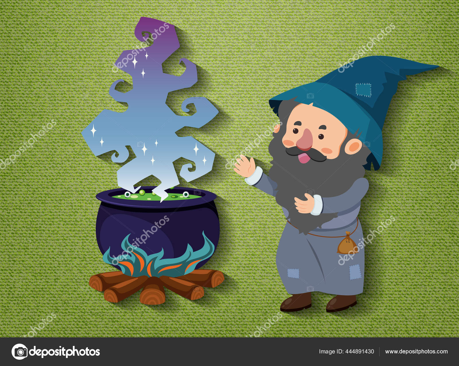Little Wizard Cartoon Character Potion Pot Illustration Stock Vector by ...
