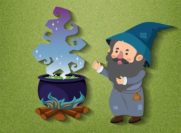 Forest Scene Night Witch Spelling Potion Pot Illustration Stock Vector ...