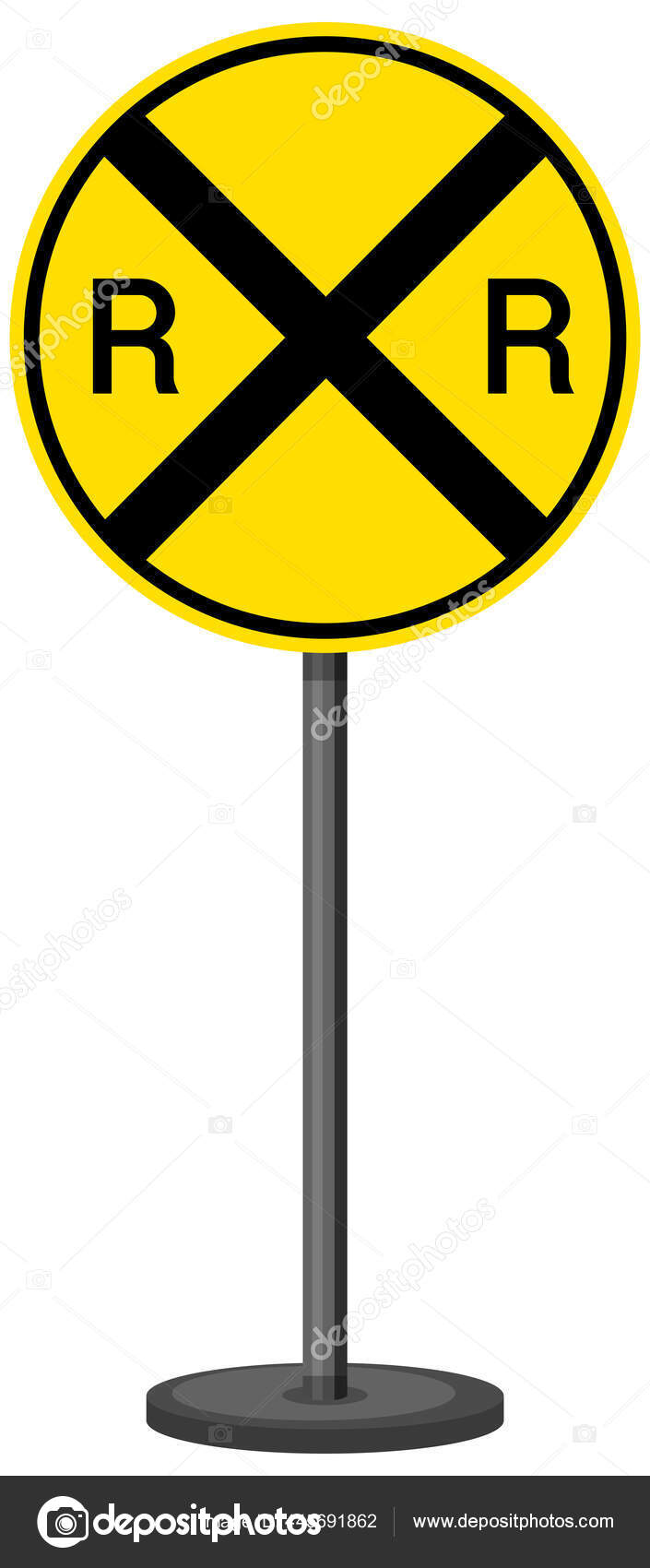 Tanda Peringatan Perlintasan Kereta Api Diisolasi Pada Ilustrasi Latar ...