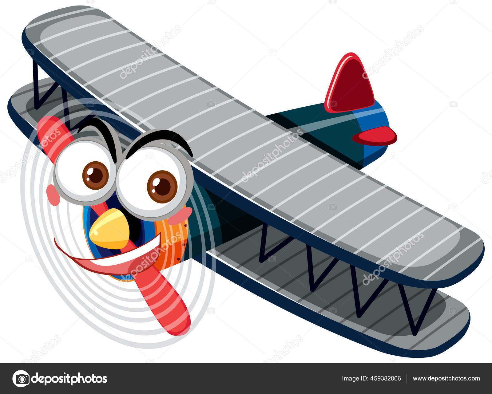 Vintage Aircraft Face Expression Cartoon Character White Background ...
