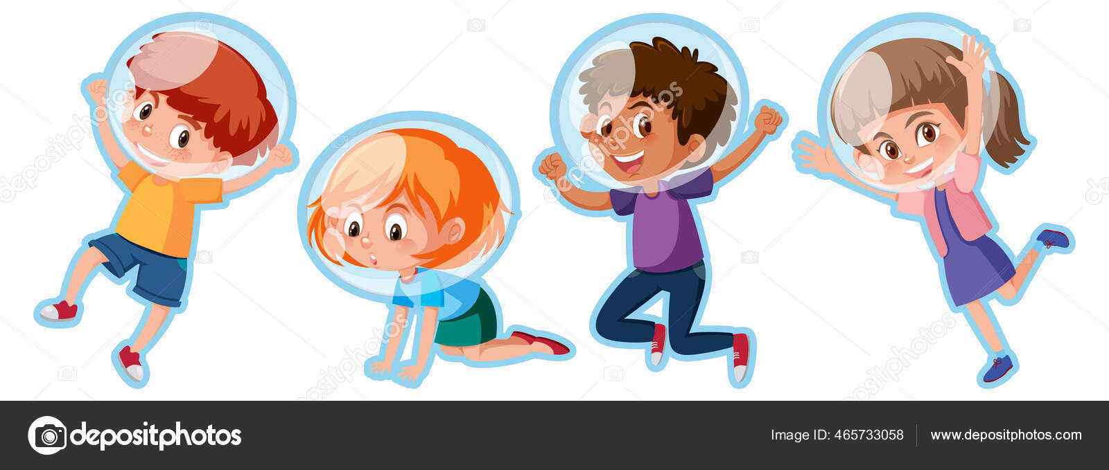 Set Different Happy Kids Cartoon Character Illustration Stock Vector by ...
