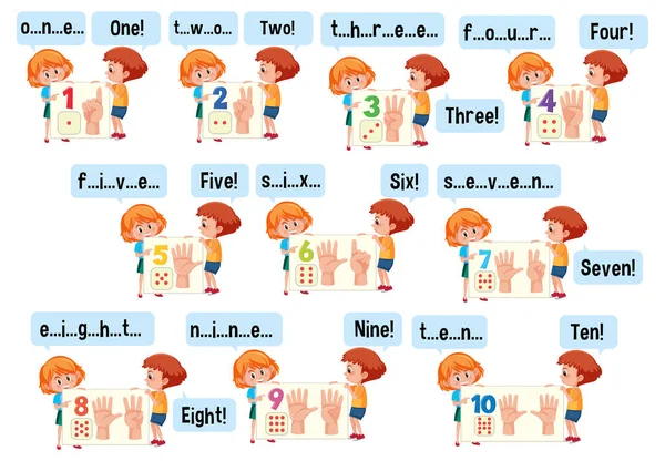 Cartoon Character Two Kids Spelling Number Eight Illustration Stock ...