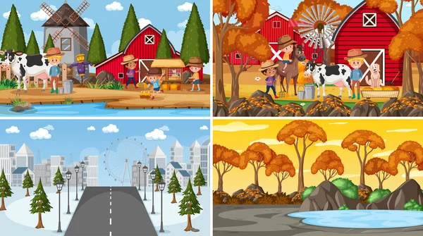 Simple Farm Background Set Illustration Stock Vector by ©brgfx 391101134