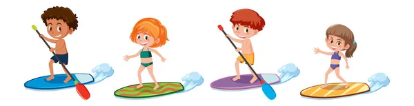 Set Different Kids Cartoon Character Summer Theme Illustration Stock ...